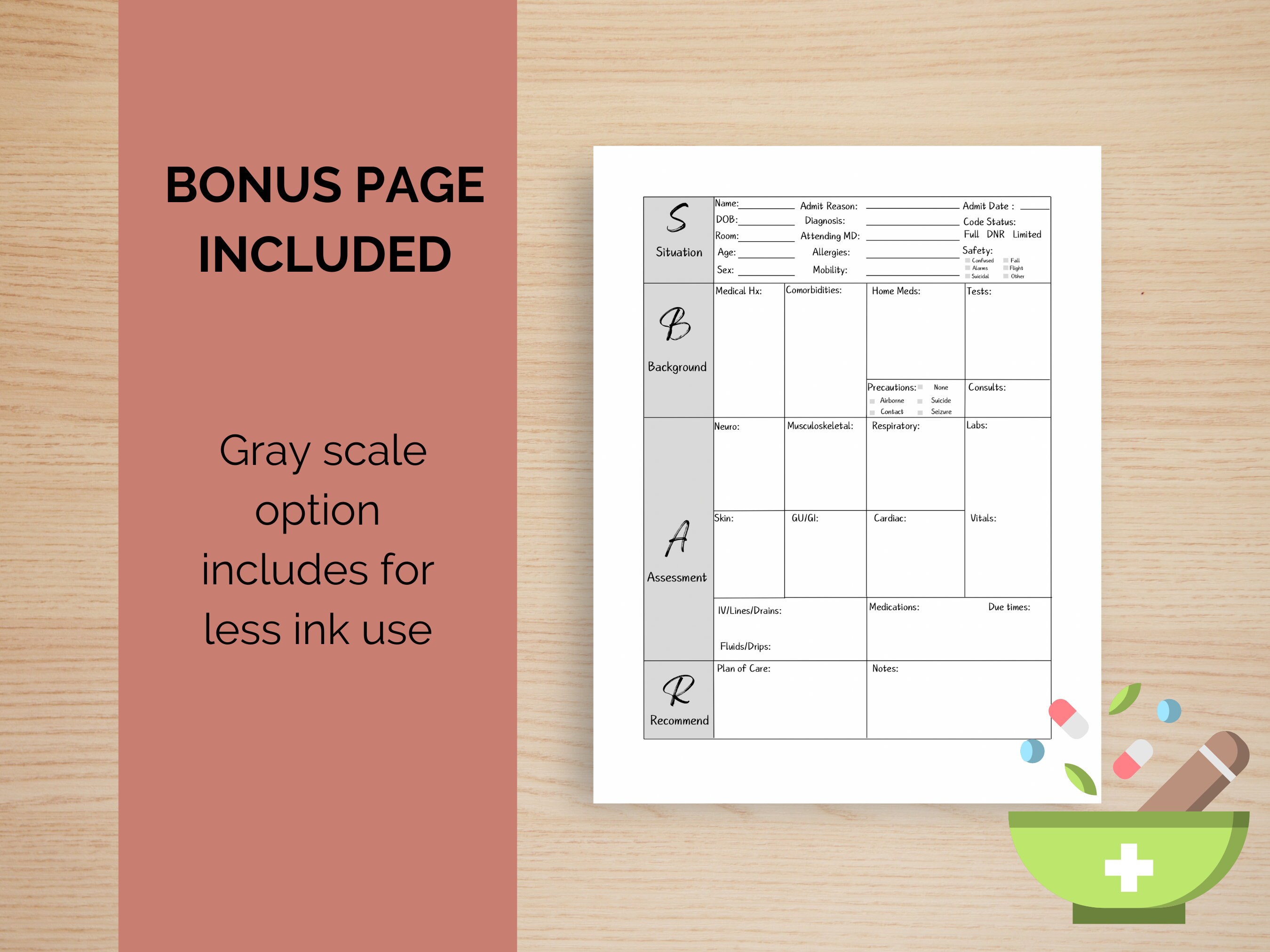 SBAR Report Sheet, Nurse Report Sheet, Bedside Notes, Nurse Brain, Med ...