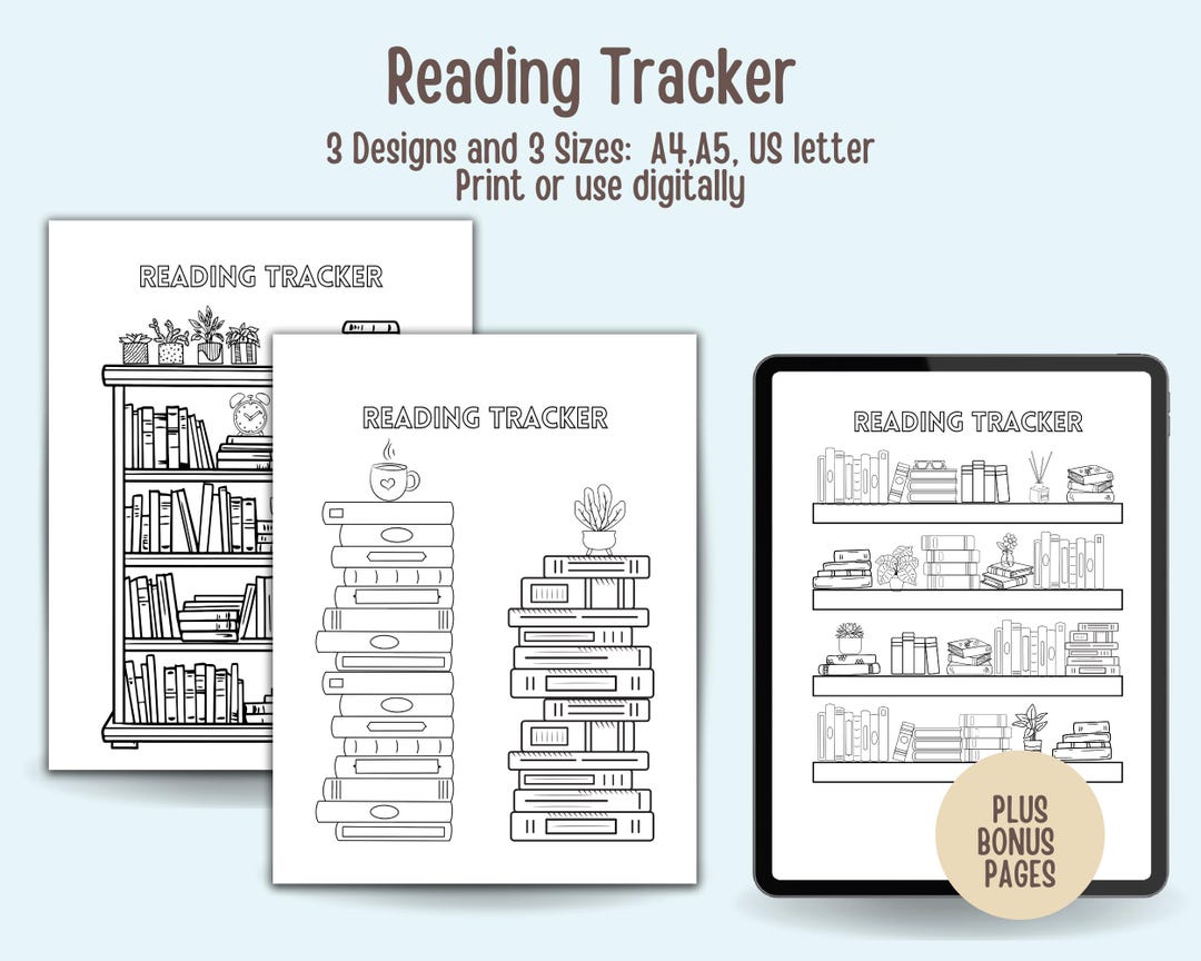 Bookshelf Tracker, Coloring Book Log, Reading Journal, A4 A5 Letter ...