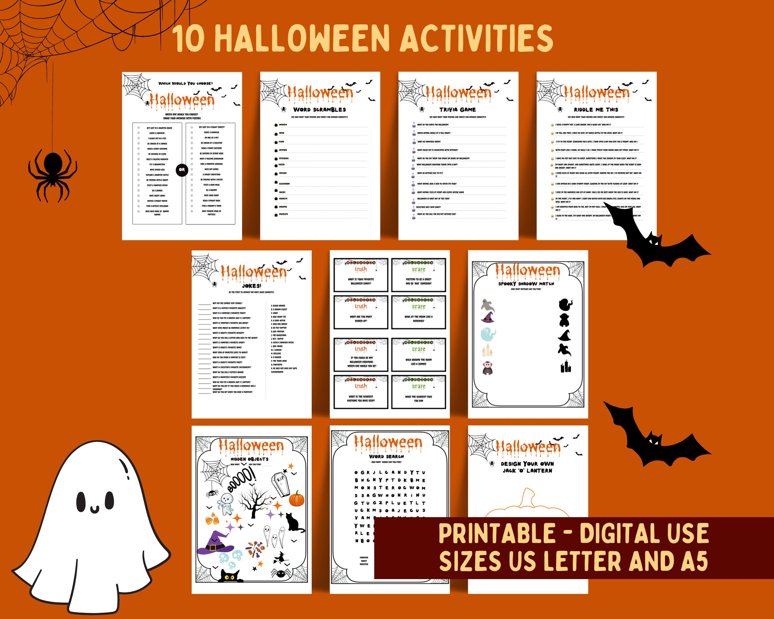 Halloween Game Bundle, Games for Kids, Family Games, Word Search ...