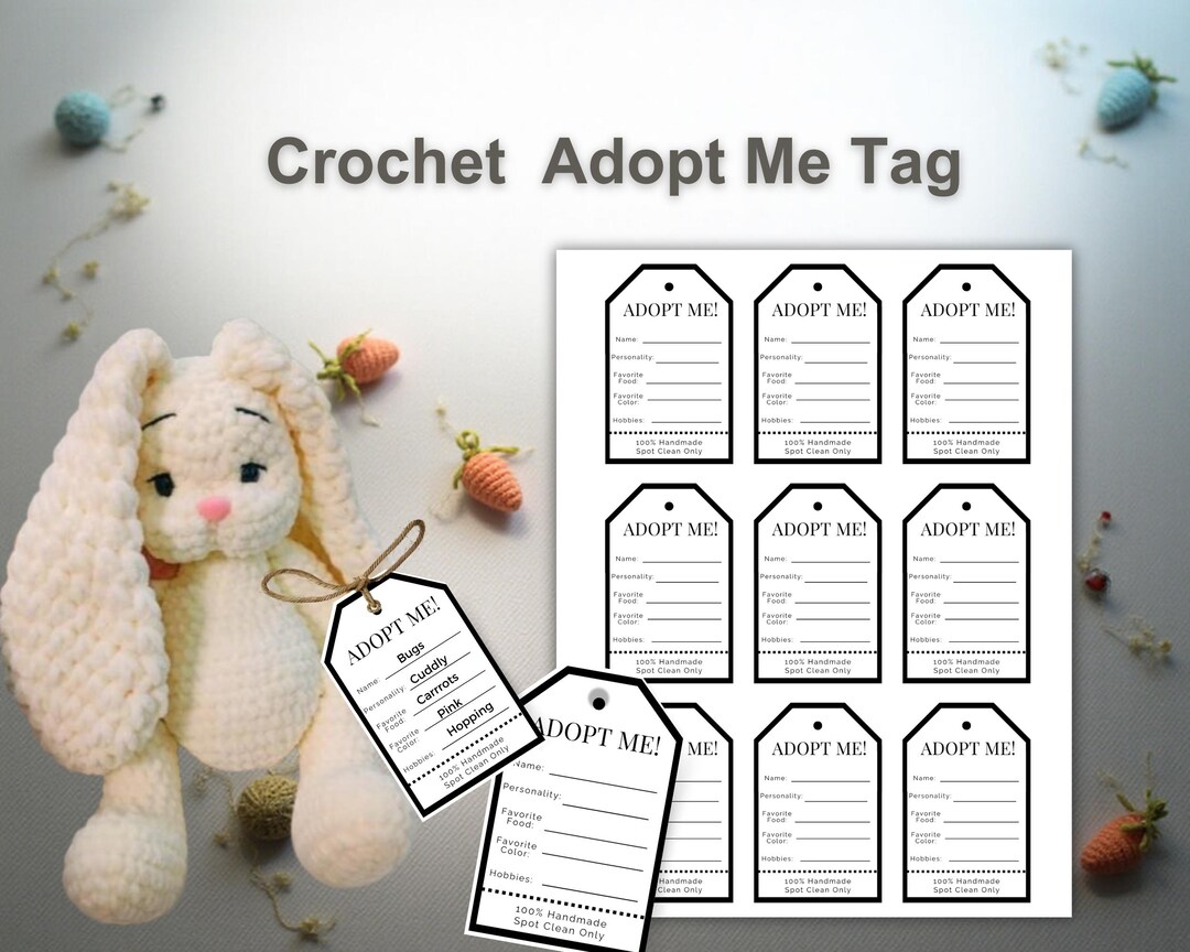 Amigurumi Crochet Adopt Me Tags PDF Printable Tags Printable Plushie ...