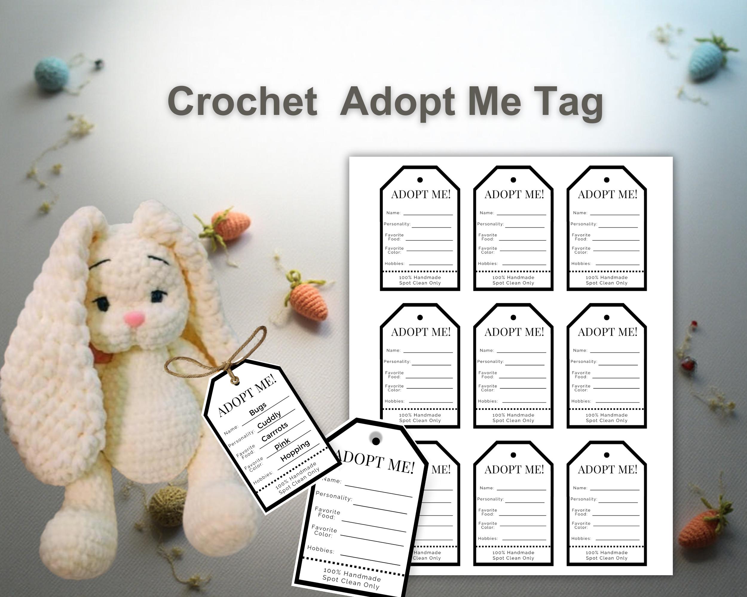 Amigurumi Crochet Adopt Me Tags PDF Printable Tags Printable Plushie ...