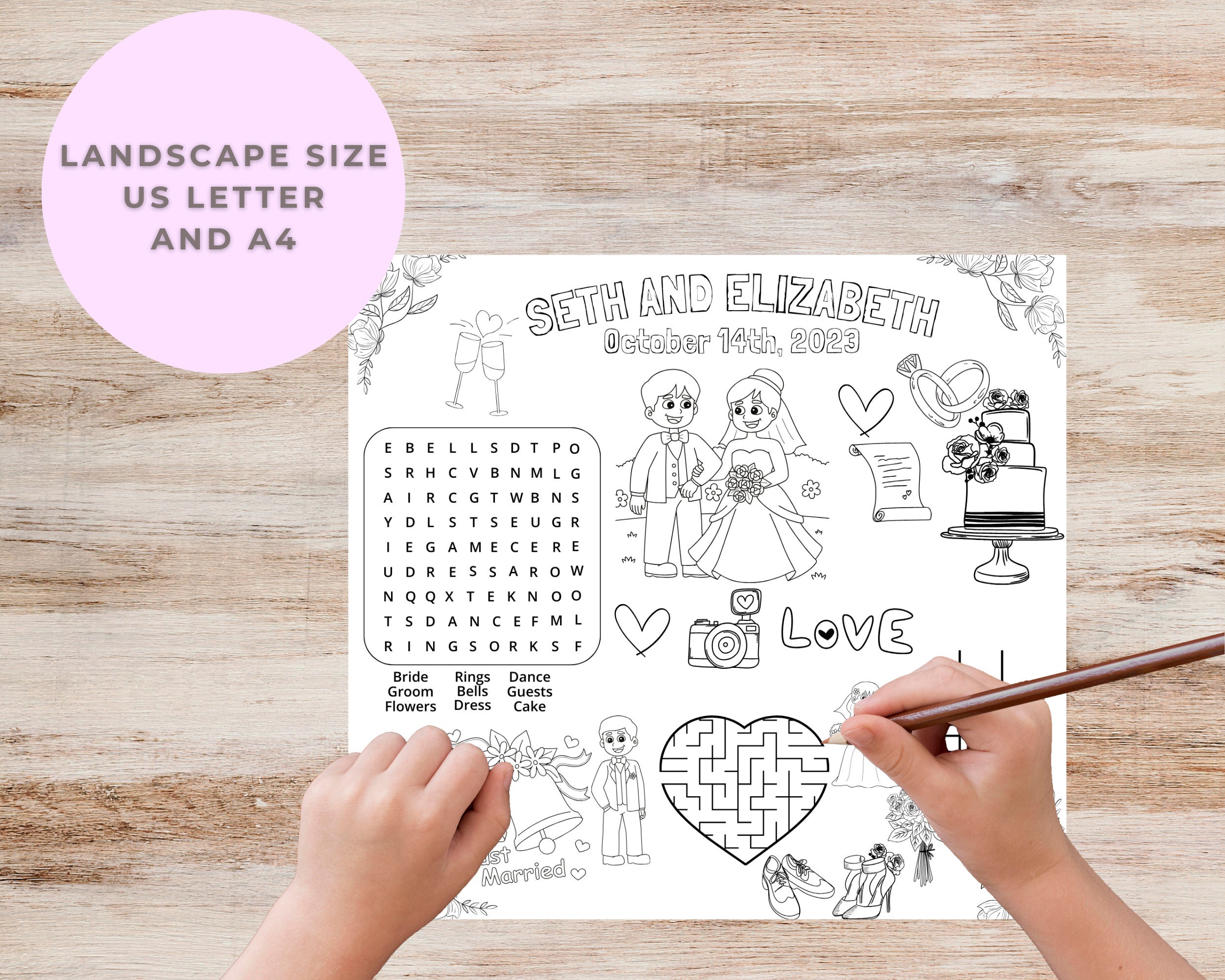 Wedding Favor, Wedding Activity Mat, Personalized Wedding, Wedding ...