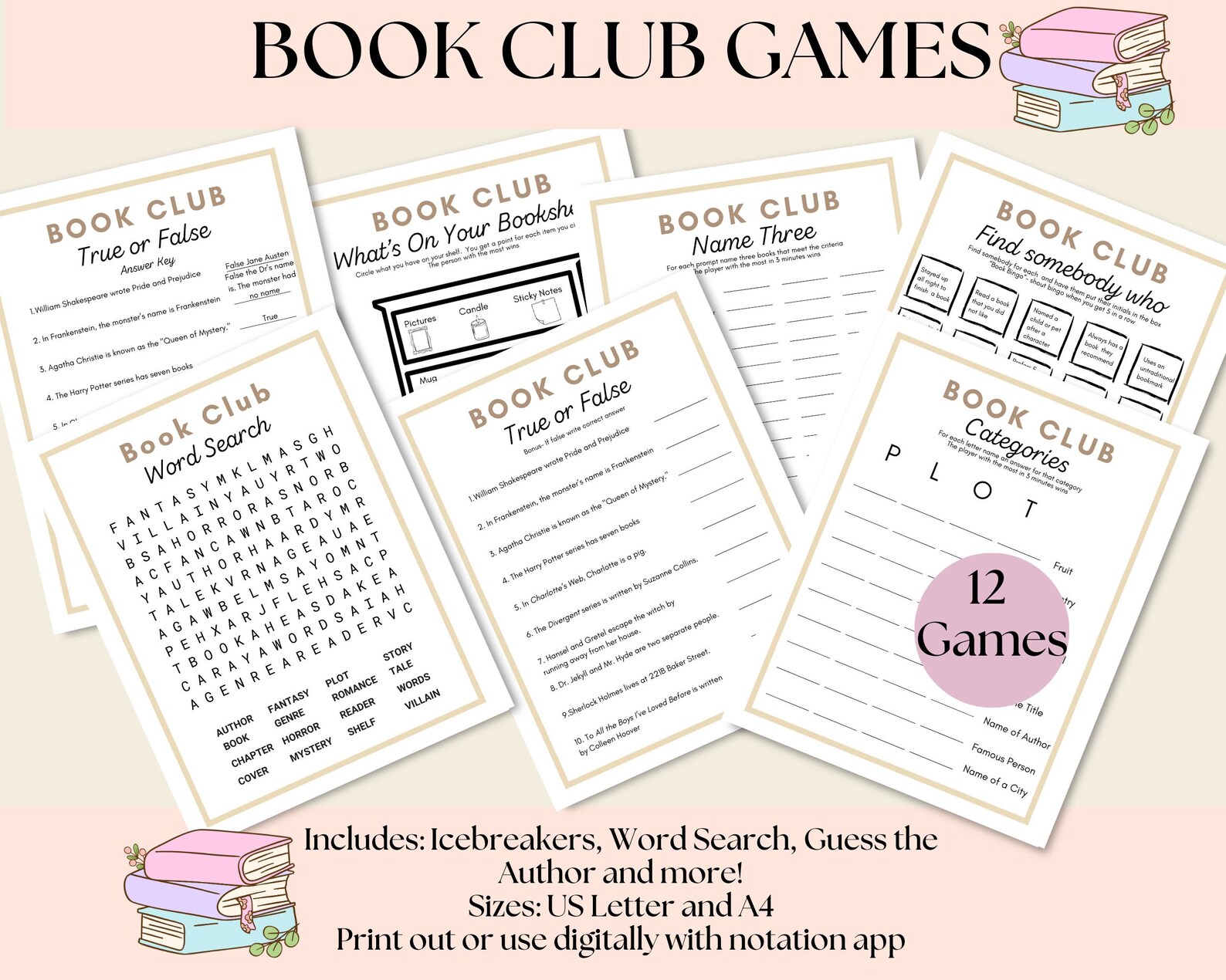 Book Club Games, Book Club Icebreakers, Host Game, Reading Group Games ...