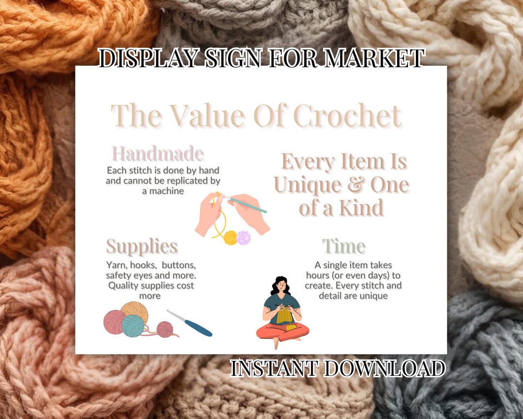 Crochet Display Sign, Vender Sign, Market Prep, Crochet Price , Craft ...