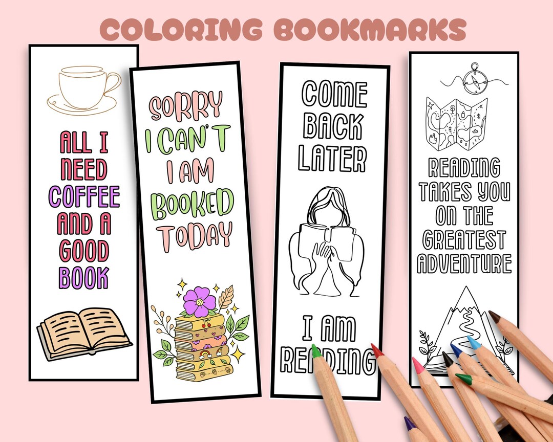 Coloring Bookmarks, Bookshelf Bookmark, , Book Club, Bookish, Booktok ...