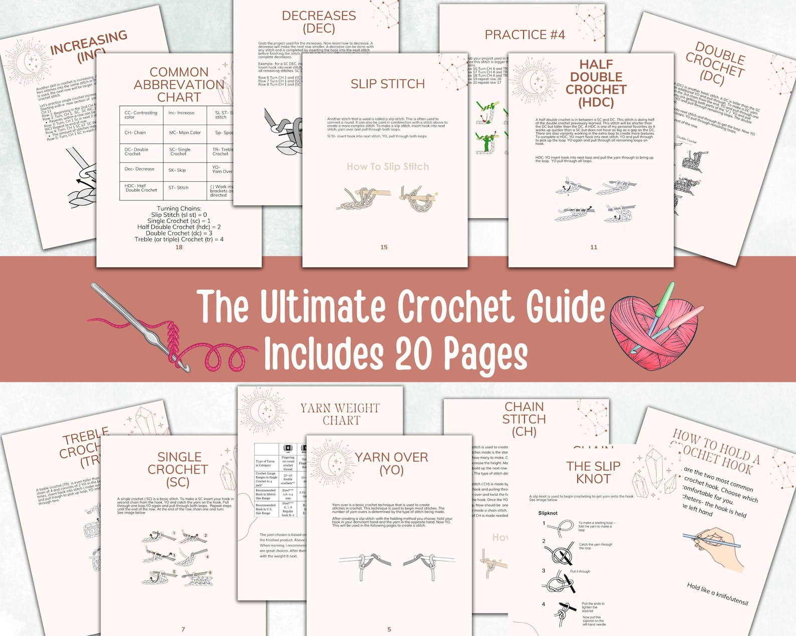 Crochet Guide for Beginners, Crochet Reference Sheets, Crochet Cheat ...
