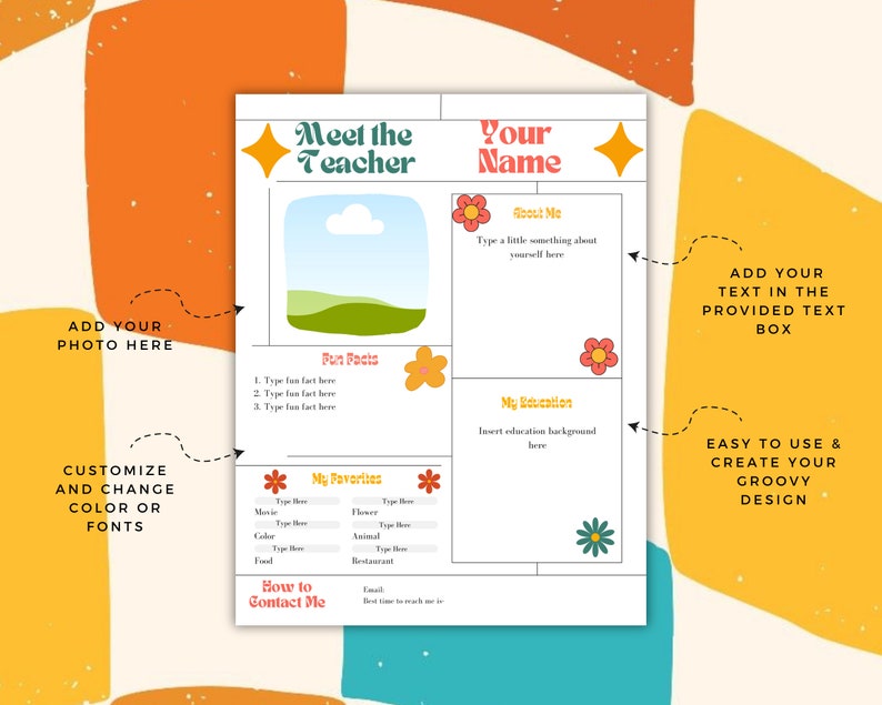 Groovy Meet the Teacher Template, Editable Meet the Teacher, Newsletter ...