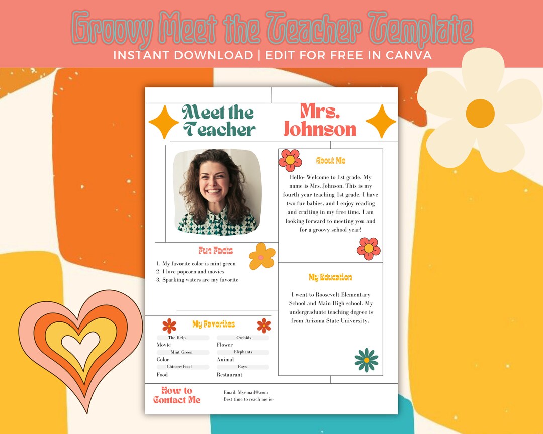 Groovy Meet the Teacher Template, Editable Meet the Teacher, Newsletter ...