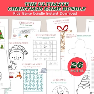 Kids Christmas Crafts, Christmas Activity Bundle, Game Bundle, Coloring ...
