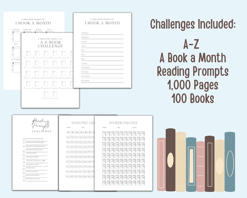 Reading Journal, Reading Log, Tracker,book Tracker Bundle, Digital ...