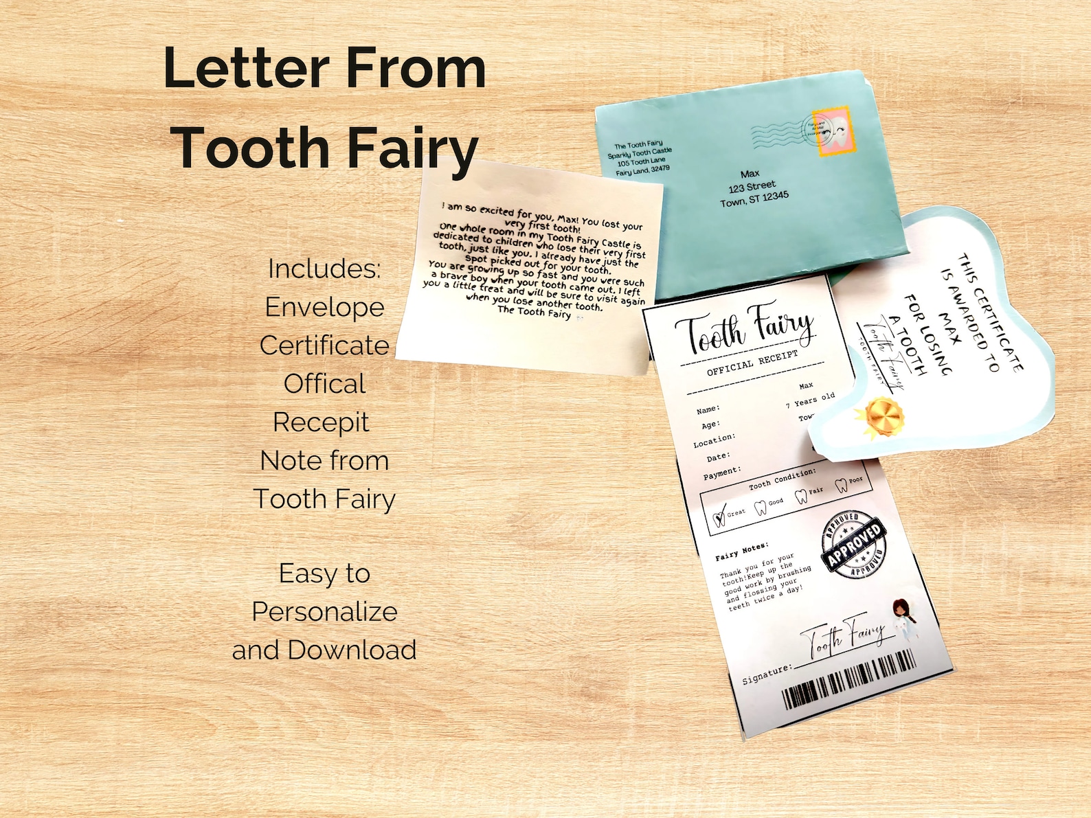 Letter From Tooth Fairy, First Tooth, Tooth Fairy Receipt ,tooth Fairy ...