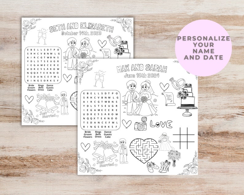 Wedding Favor, Wedding Activity Mat, Personalized Wedding, Wedding ...