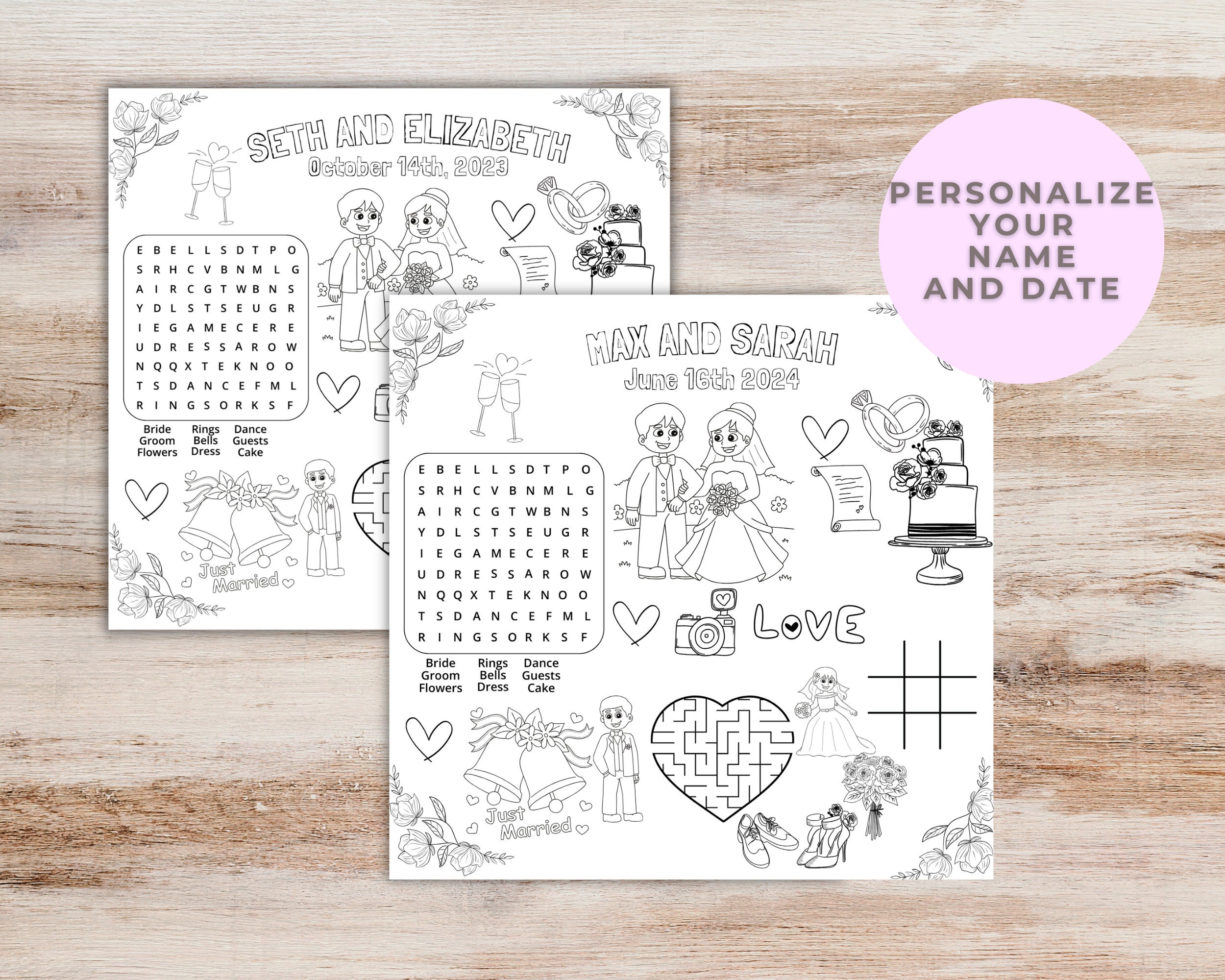 Wedding Favor, Wedding Activity Mat, Personalized Wedding, Wedding ...