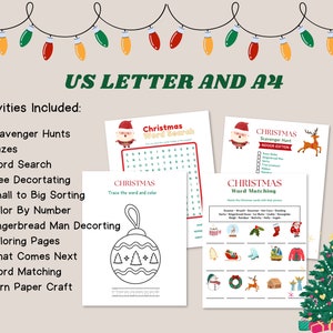 Kids Christmas Crafts, Christmas Activity Bundle, Game Bundle, Coloring ...