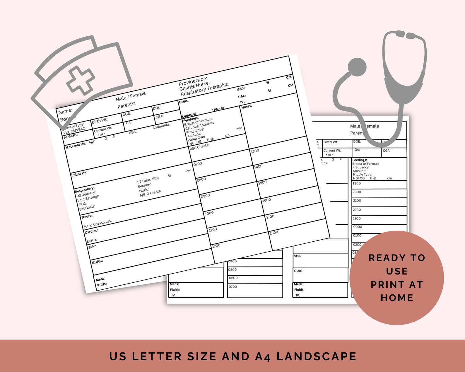 NICU Nurse Brain, Nurse Report Sheet, Nurse Notes, Day Shift, Night ...