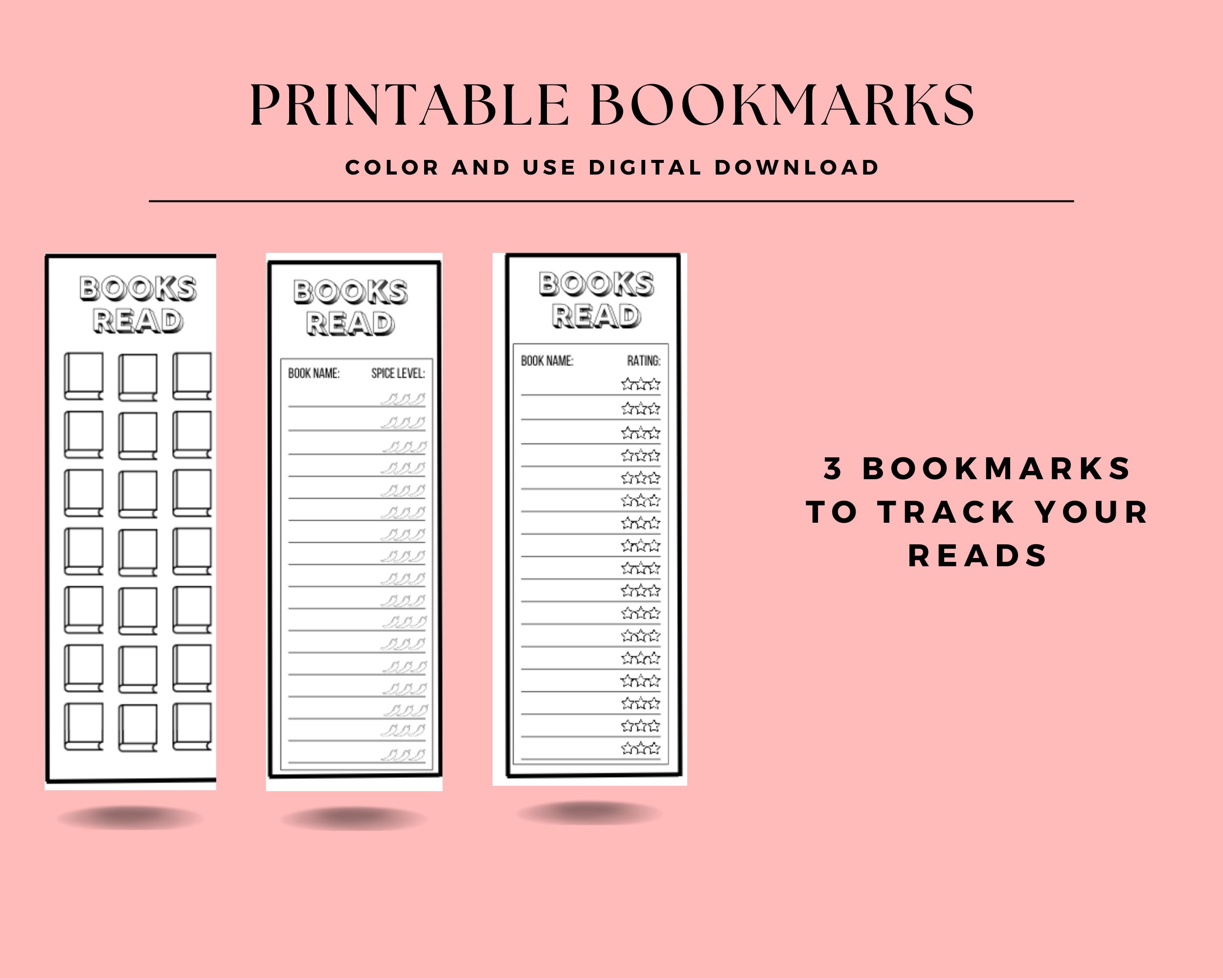 Printable Bookmark, Coloring Bookmark, Book Tracker, SMUT, Booklover ...