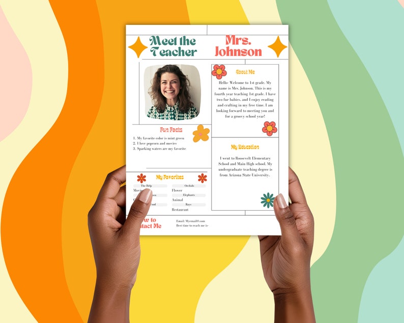 Groovy Meet the Teacher Template, Editable Meet the Teacher, Newsletter ...