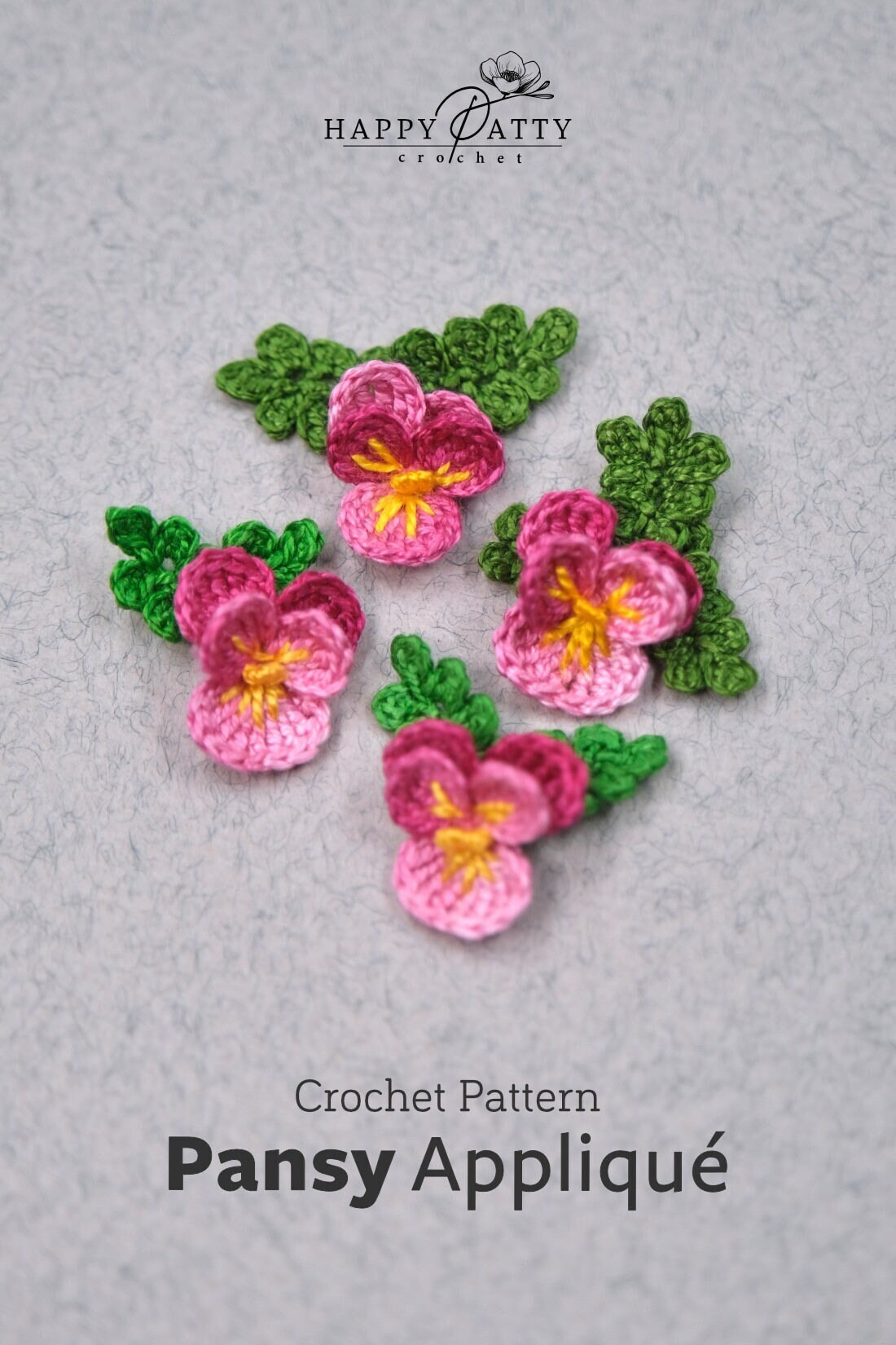 Crochet Mini Pansy Applique Pattern – Colorful Spring Flower (PDF ...