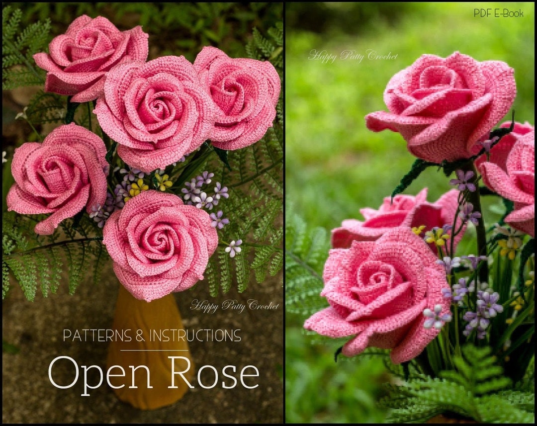Crochet Rose Pattern - Crochet Flower Pattern for Bouquets and Flower ...