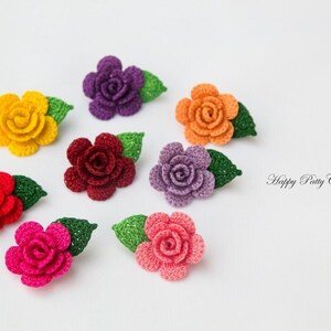 Crochet Mini Rose Pattern - Crochet Flower Applique Pattern - Easy ...