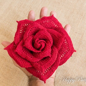 Crochet Rose Pattern - Crochet Flower Pattern - Crochet Pattern - Large ...