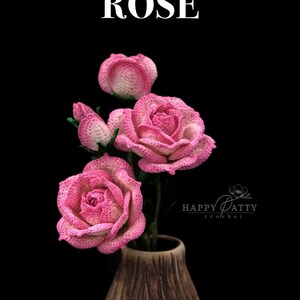 Mini Stem Rose Crochet Pattern - Crochet Flower Pattern for a Miniature ...