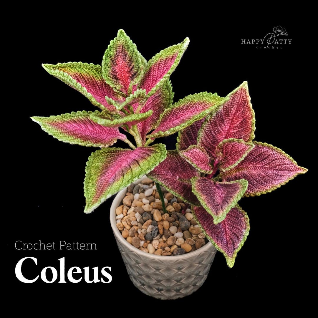 Coleus Crochet Plant Pattern - Botanical Crochet Centerpiece - Colorful ...