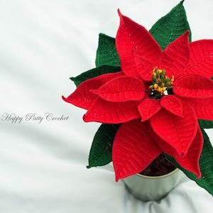 Crochet Christmas Flower Pattern - Crochet Poinsettia Pattern - Crochet ...