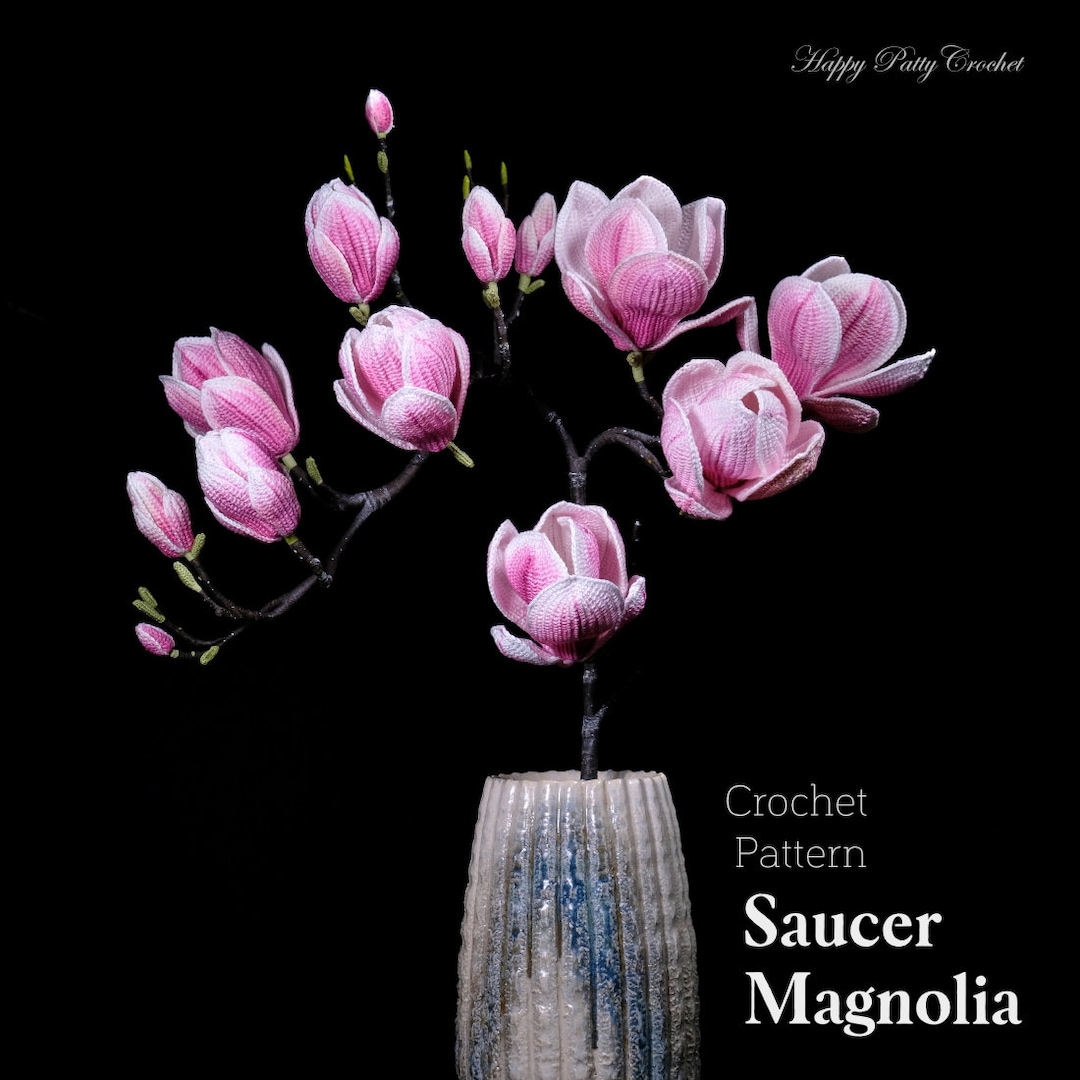 Crochet Pattern for a Saucer Magnolia Flower - Crochet Flower Pattern ...