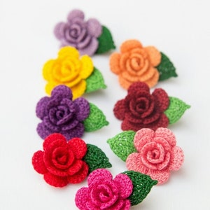 Crochet Mini Rose Pattern - Crochet Flower Applique Pattern - Easy ...