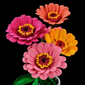 Crochet Pattern for a Zinnia Flower - Flower Pattern for a Crochet ...