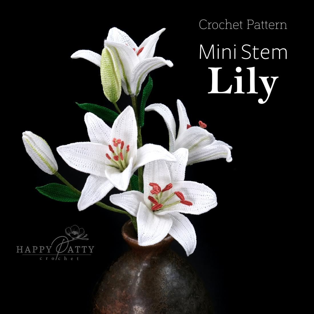 Crochet Mini Stem Flower Pattern Bundle: Mini Stem Rose, Lily, Tulip ...