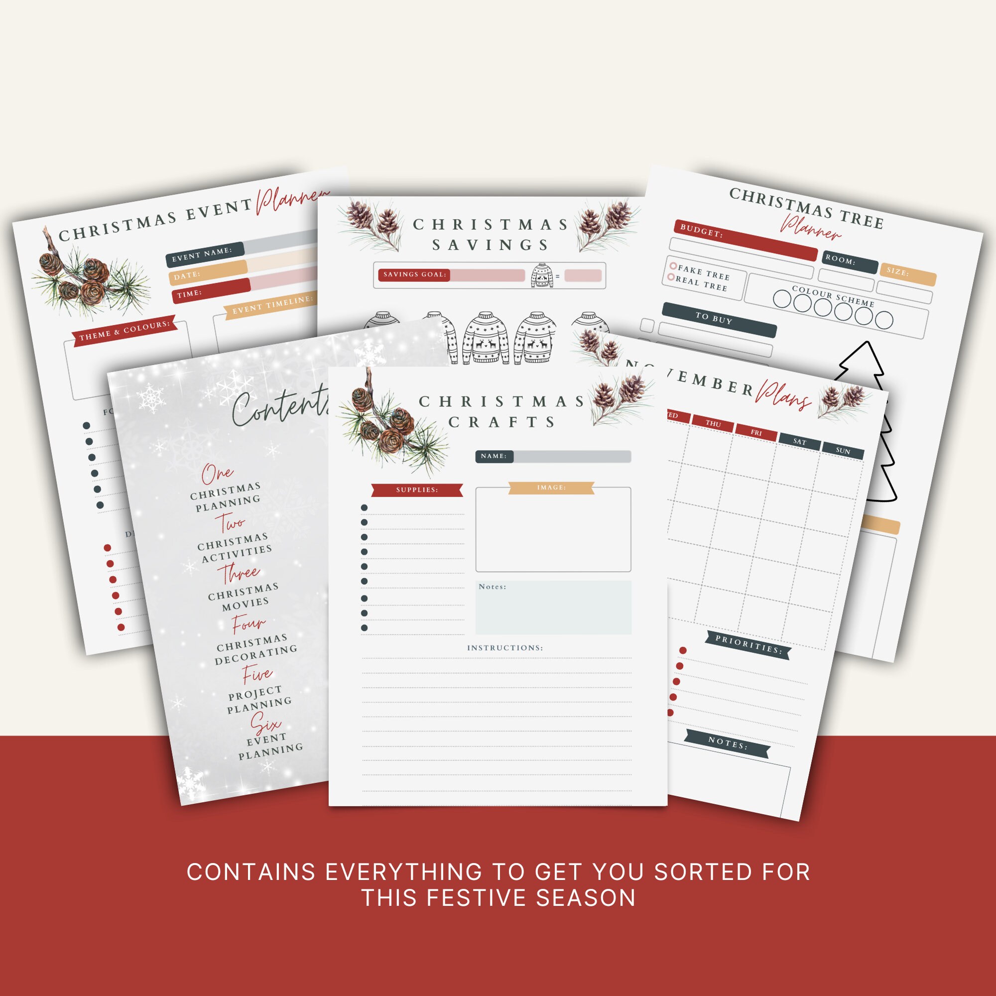 Christmas Planner Printable | Undated Holiday Journal | Xmas Bundle ...