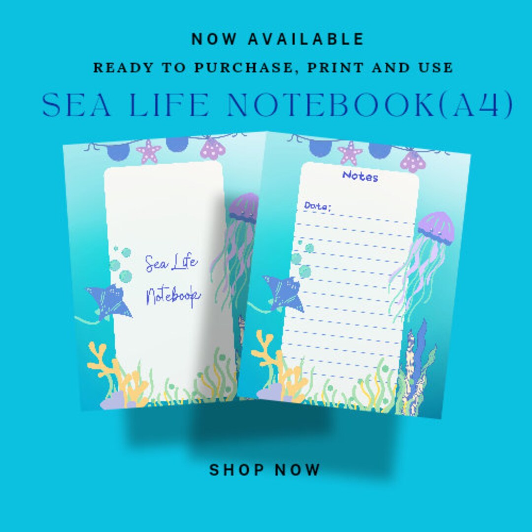 Sea Life Notebook (A4), Journals and Diaries, Notebooks, Sea Animals ...