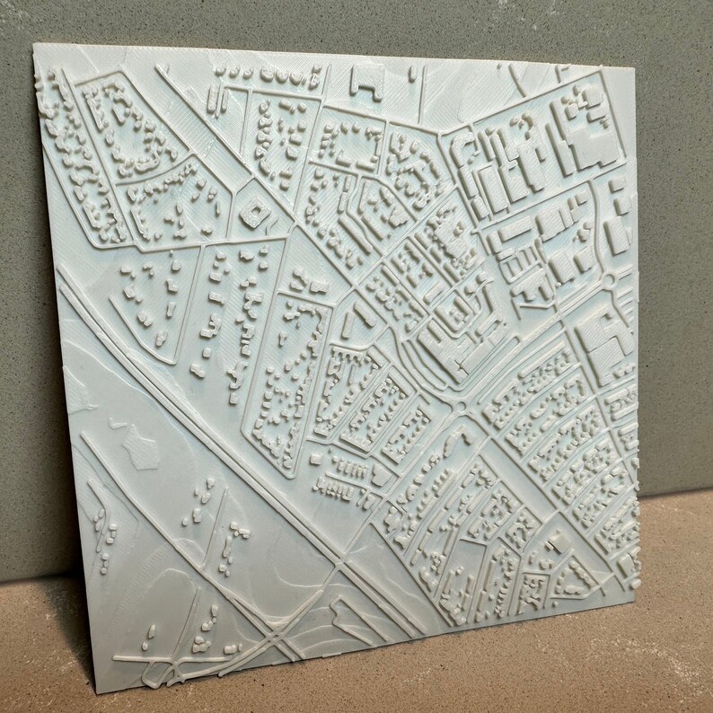 Custom 3D Printed Map Personalized 1 Km2 Topography Art, 15x15 Cm ...