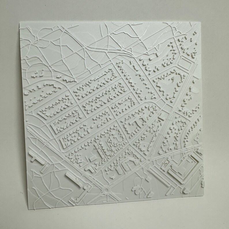 Custom 3D Printed Map Personalized 1 Km2 Topography Art, 15x15 Cm ...