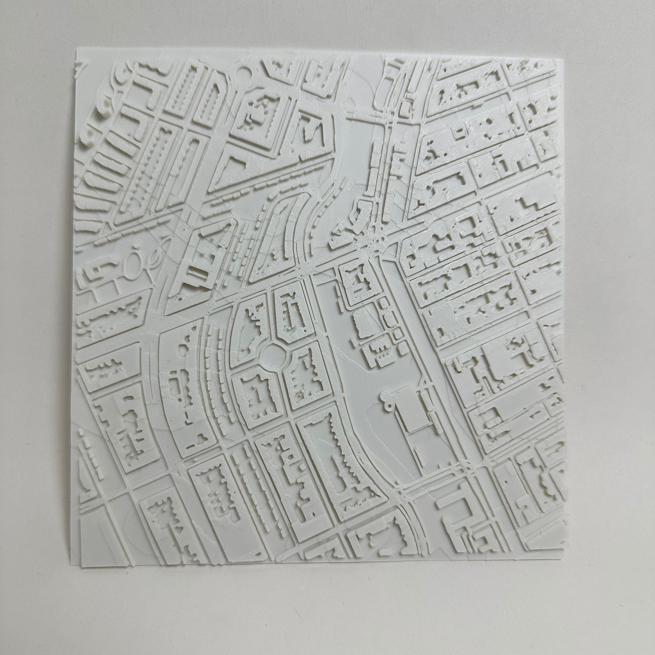 Custom 3D Printed Map Personalized 1 Km2 Topography Art, 15x15 Cm ...