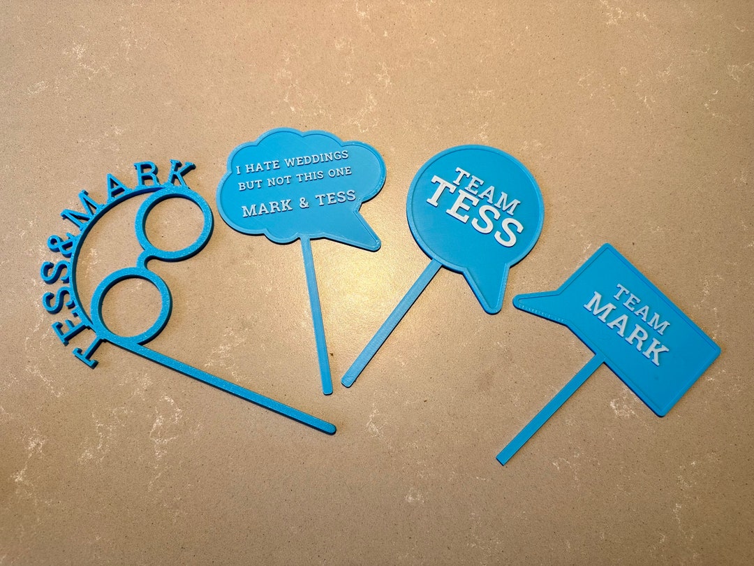 Custom Photo Booth Props for Weddings - 4 Pack Personalized Accessories ...