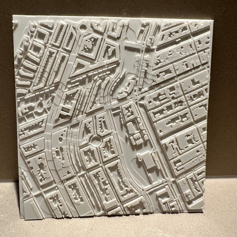 Custom 3D Printed Map Personalized 1 Km2 Topography Art, 15x15 Cm ...