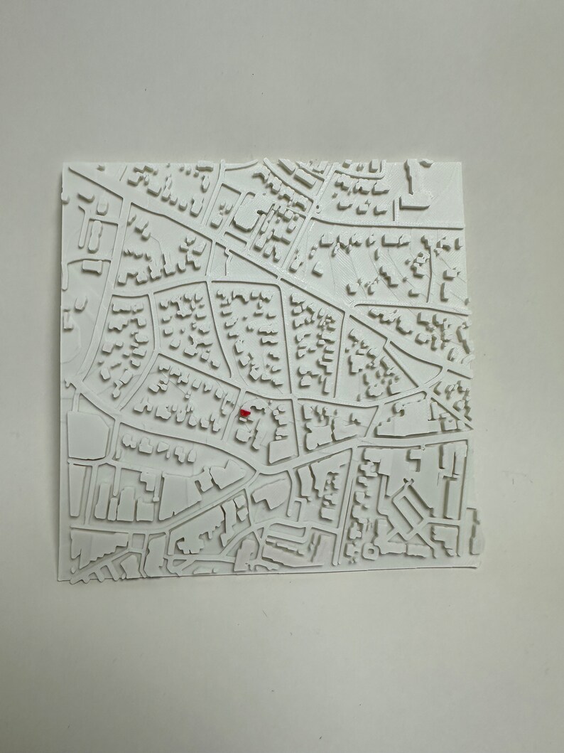 Custom 3D Printed Map Personalized 1 Km2 Topography Art, 15x15 Cm ...