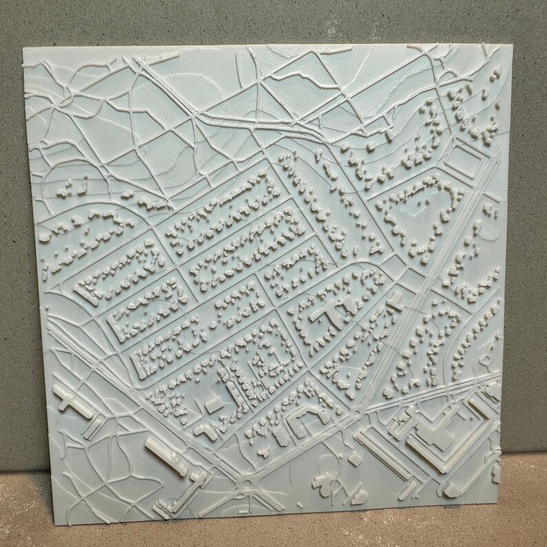 Custom 3D Printed Map Personalized 1 Km2 Topography Art, 15x15 Cm ...