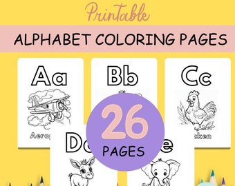 Funny ABC Alphabet Coloring Page for Kids - Instant PDF, JPEG Download ...