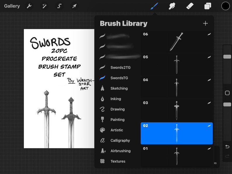 Procreate Stamp Brush Set- Swords 2!!! 20pc Set of Medieval Styled ...