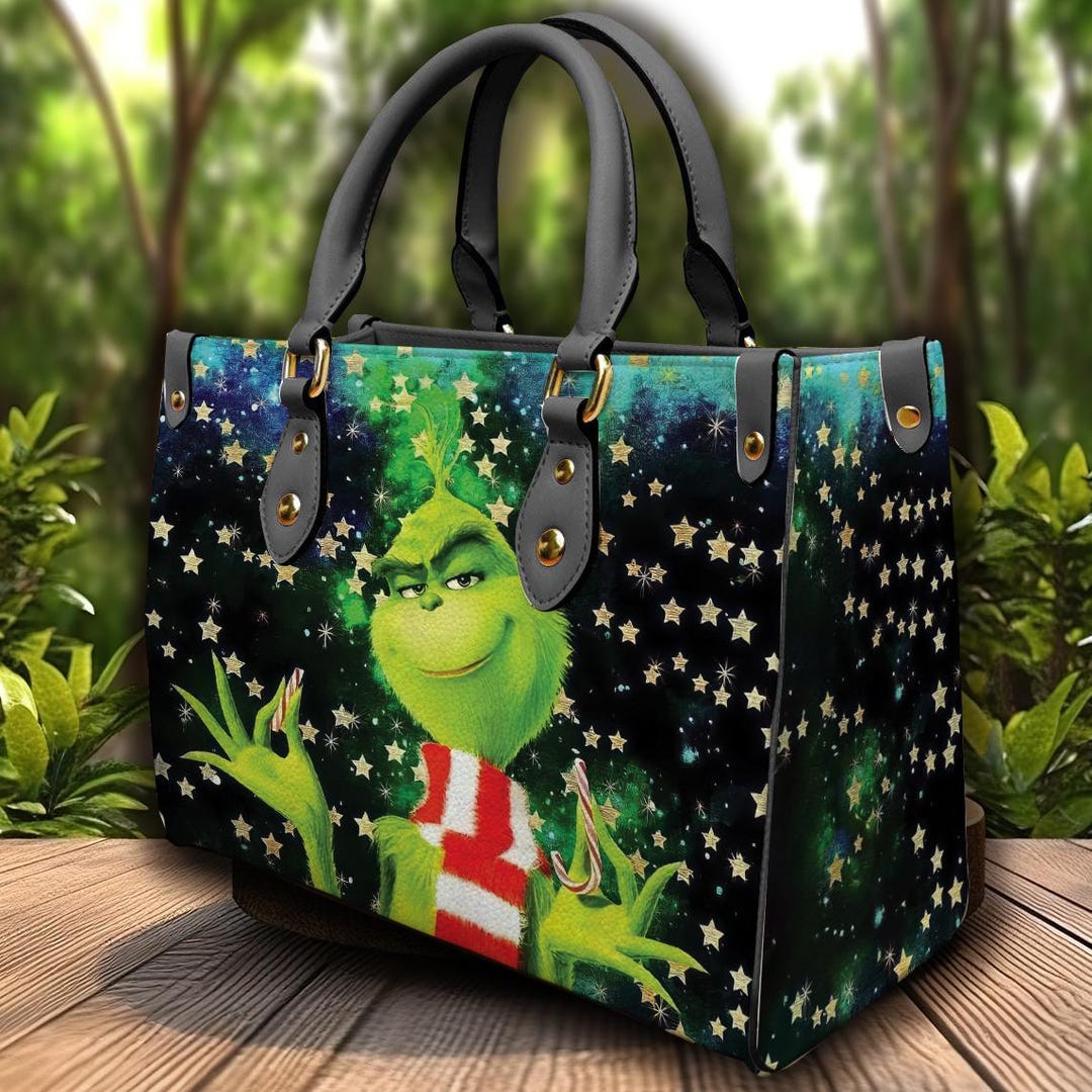 Grinch Star Leather Handbag, Grinch Bag, Women Purse Wallet, Shoulder ...