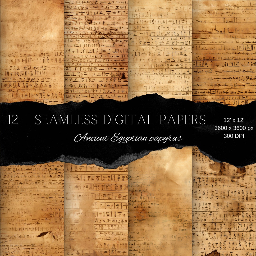 Ancient Egyptian Papyrus Digital Paper Set - Seamless Pattern for ...