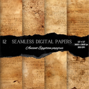 Ancient Egyptian Papyrus Digital Paper Set - Seamless Pattern for ...