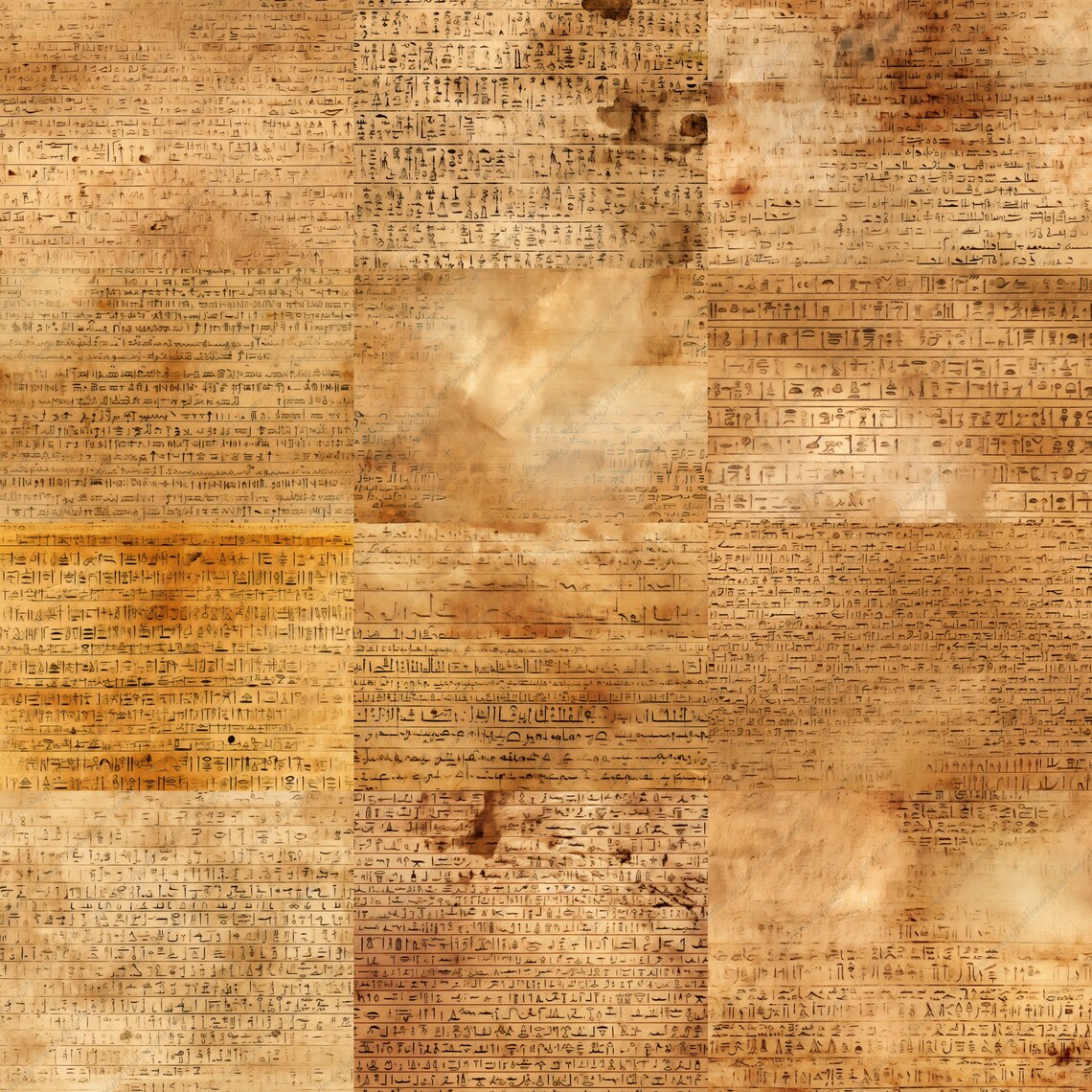 Ancient Egyptian Papyrus Digital Paper Set Seamless Pattern for ...