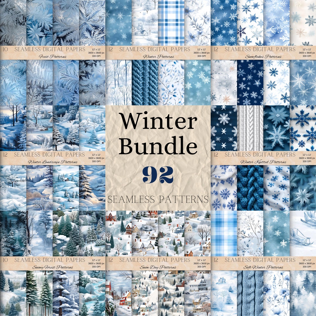 Winter Bundle 92 High-quality Seamless Patterns for Creative Projects ...