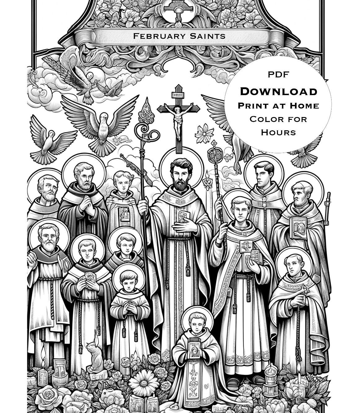 February Catholic Saints Coloring Book - February (digital Download PDF ...
