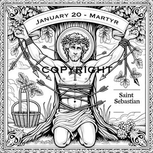 St Sebastian Coloring Page (easy and Detailed) - Download PDF - Etsy